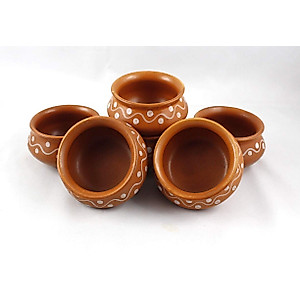 Ceramic Pots for Curd (80 ml, Set of 6) - Ceramic Katori Set Chutney Kheer Bowls Snacks Serving Bowls