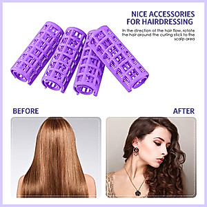 24 Pieces Hair Roller, Small Size Plastic Hair Rollers Hair Curlers with Steel Pintail Comb for Short Hair Long Hair Hairdressing Styling Tools (0.79 x 2.67 Inch, Purple)