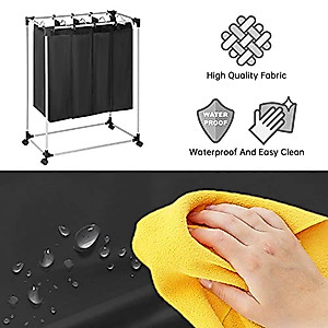 4-Bag Laundry Sorter Cart Easy Clean Laundry Hamper Sorte Laundry Organizer Laundry Basket Laundry Clothes Separator Hamper with 4 Removable Waterproof Bags and Wheels for Laundry Room
