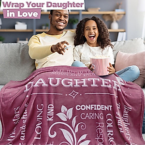 FILO ESTILO Daughter Gifts from Dad, Mom for Christmas, Daughter Throw Blanket Bedroom Décor for Girls, Birthday Gifts for Daughter, Unique Presents for Daughters 60x50 Inches (Pink)