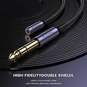 MOSWAG 6.35mm 1/4 inch to 3.5mm 1/8 inch Headphone Jack Adapter 3.28FT/1Meter,1/8 Female to 1/4 Male Extension Cable,3.5 to 6.35 Audio Cable for Mixer Guitar Piano Amplifier Speaker and More