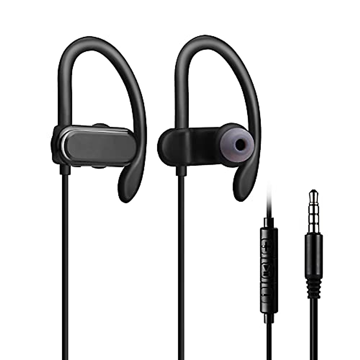 Sport Earbuds Running Headphones with Microphone, Wired in Ear Buds with Wrap Around Over Ear Hook for Jogging Workout Gym, Compatible with Cellphones, Laptop PC & Old iPhone, Friendly to Small Ear