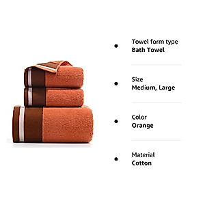 3 Piece Bath Towel Set, Combed Cotton Bath Towels Absorbent Bath Sheets Soft Shower Towels Bathroom Hand Towel Luxury Bath Towels Sets for Bathroom,Orange