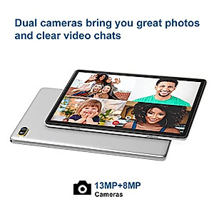 2023 Newest 2 in 1 Tablet, 10 inch Tablet, 128GB Storage, 1TB Expand, 8 Core Android Tablet, Dual Camera 13MP, 2.4G/5G WIFI Tabelt, IPS FHD, with Stylus, Keyboard, Case, BT5.0, 7000mAh Battery, GPS