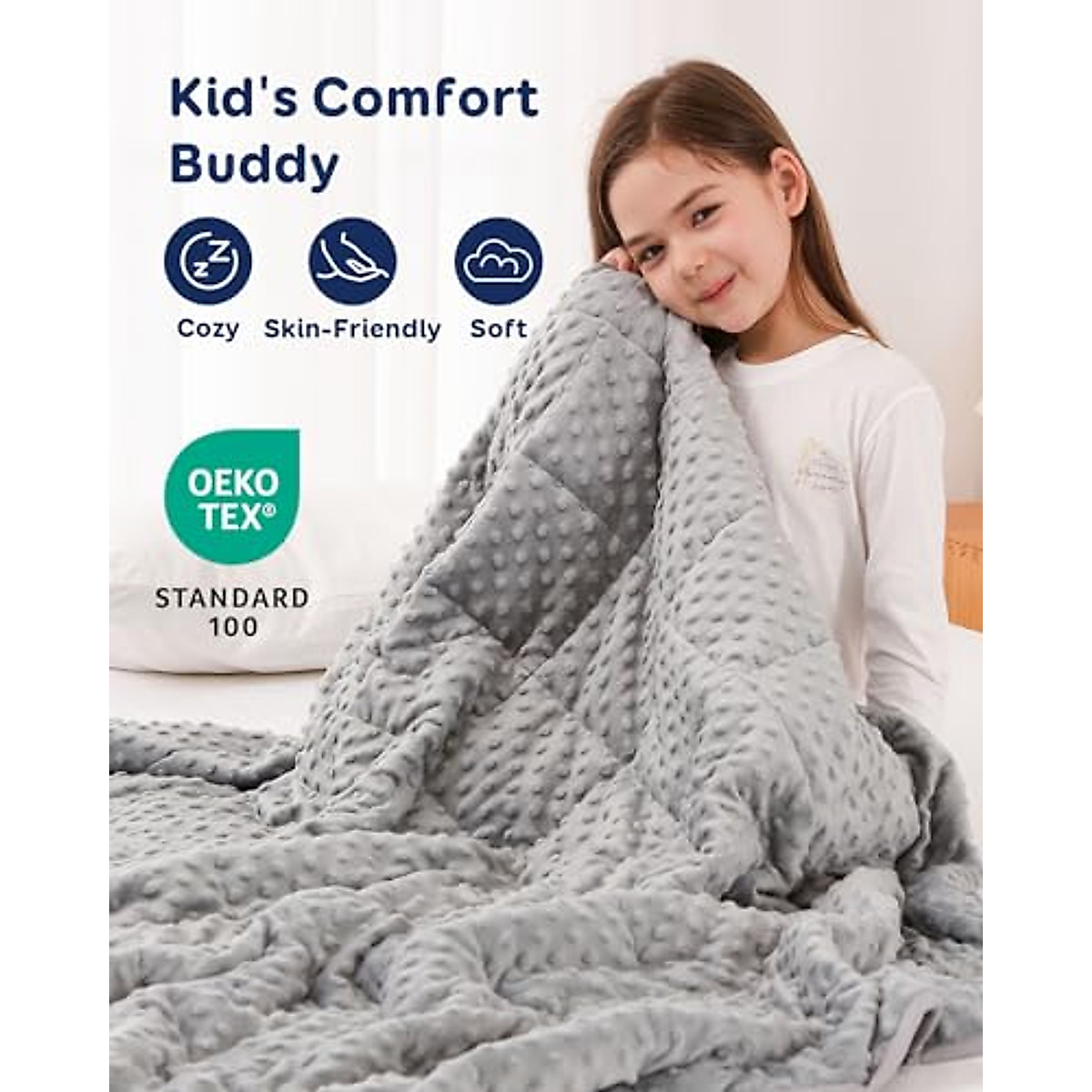 Kivik Weighted Blanket 3lbs, Small Minky Dotted Blankets, Soft Heavy Blanket Throw, Machine Washable, 36 x 48 Inches Grey