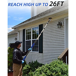 SKGPOLE 26FT+ Reach Light Bulb Changer for High Ceilings with 5-20 Foot Telescopic Extension Pole, Light Bulb Extension Pole Changer with Baskets and Suction Cup for High Ceilings and Recessed Lights