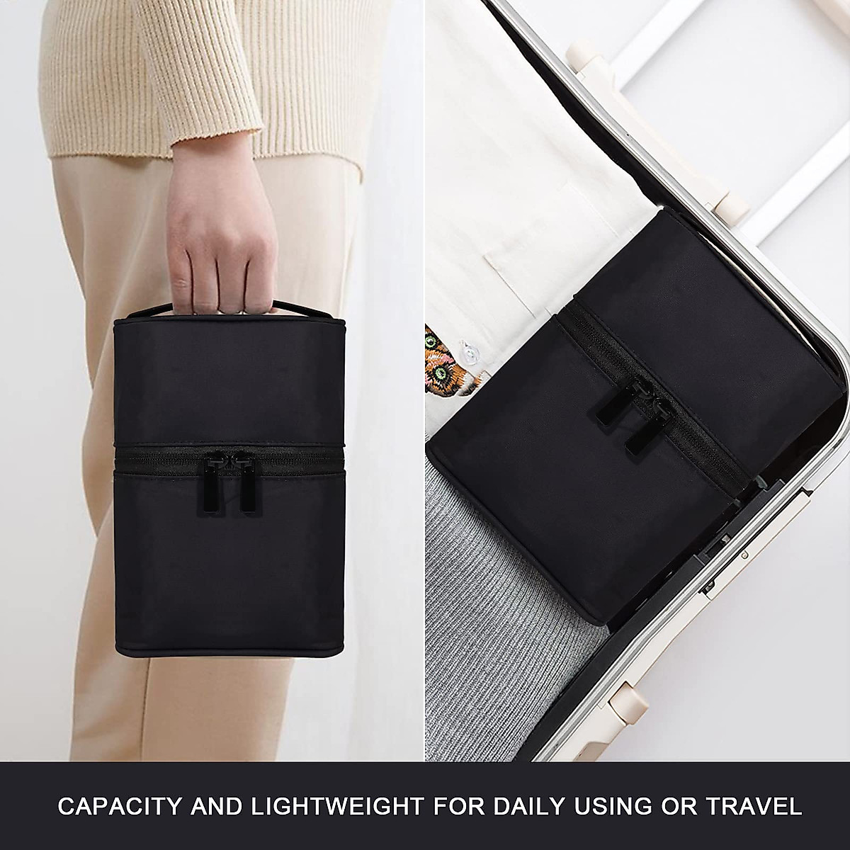 Makeup Brush Organizer Artist Small Makeup Bag Brushes Set Case Professional Travelling Brush Pen Pencil Holder Make Up Cup Storage Organizer Case Pencil Pouch Cosmetic Bag for Travel (Black)