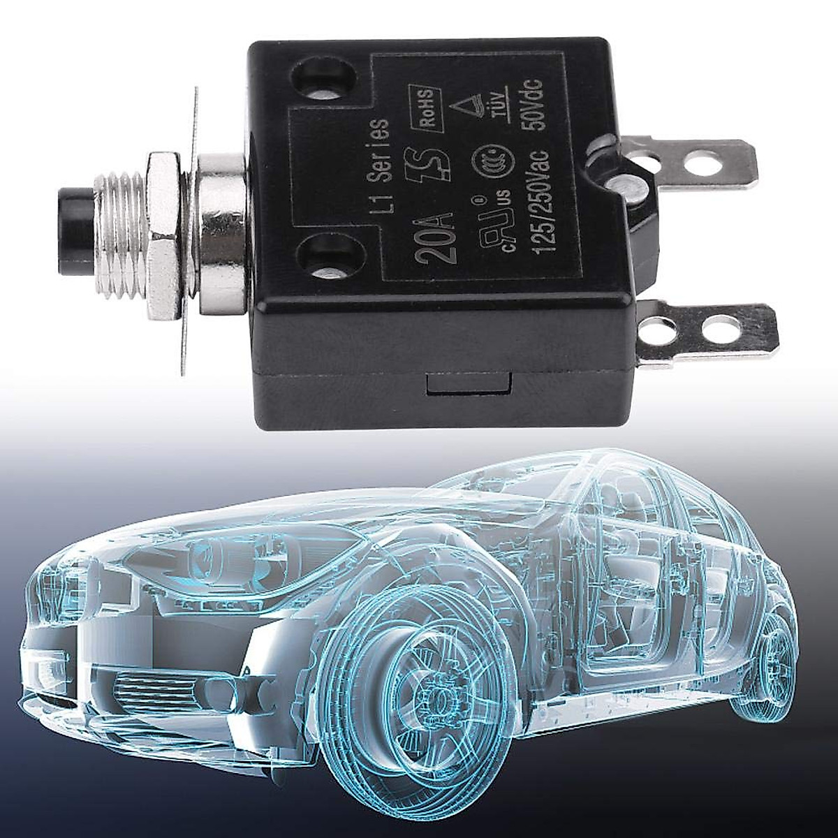 Aramox 5 A / 8 A / 10 A / 15 A / 18 A / 20 A / 30 A Thermal Switch Reset, Current Overload Device Circuit Breaker Manual Reset Circuit Breaker Overcurrent Protector(20A)