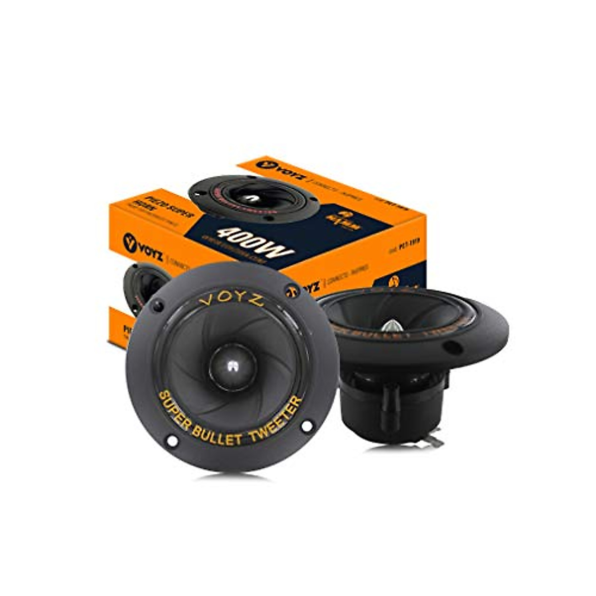 VOYZ 400 Watt 3.5” Piezo Super Horn Tweeters Aluminum Diaphragm 4-8 ohms 1 Pair (2pcs) (PET-1919)