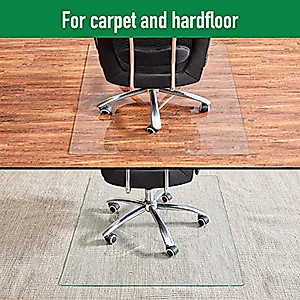 Tempered Glass Chair Mat, 36"×46“, 1/5 Inch Thick Office Chair Mat Carpet & Hardwood Floor, Chair Mats for Carpeted Floor, Chair Mat for Hardwood Floor, Desk Chair Mat, 4 Anti-Slip Pads