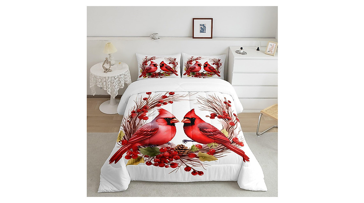 Cute Red Cardinals Comforter Set for Kids & Teens