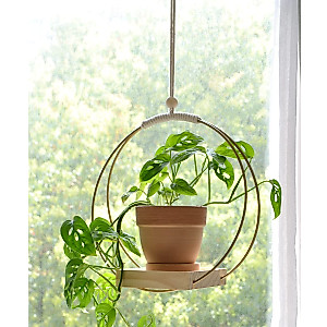 Dravmola Boho Macrame Plant Hanger - Gold, Indoor Use, Hanging Pot Not Included