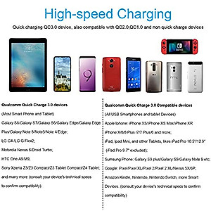 3-Pack Quick Charge 3.0 USB Wall Charger Adapter,18W Charging Block Fast Charger for Samsung Apple iPhone Ipad Google LG HTC and More(Quick Charge 2.0 Compatible) Qualcomm Certified USB Charger TININ