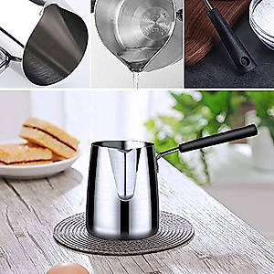 Perezy Steel Butter and Coffee Warmer,Turkish Coffee Pot, Butter Melting Pot and Milk Pot with Spout -(350ML)