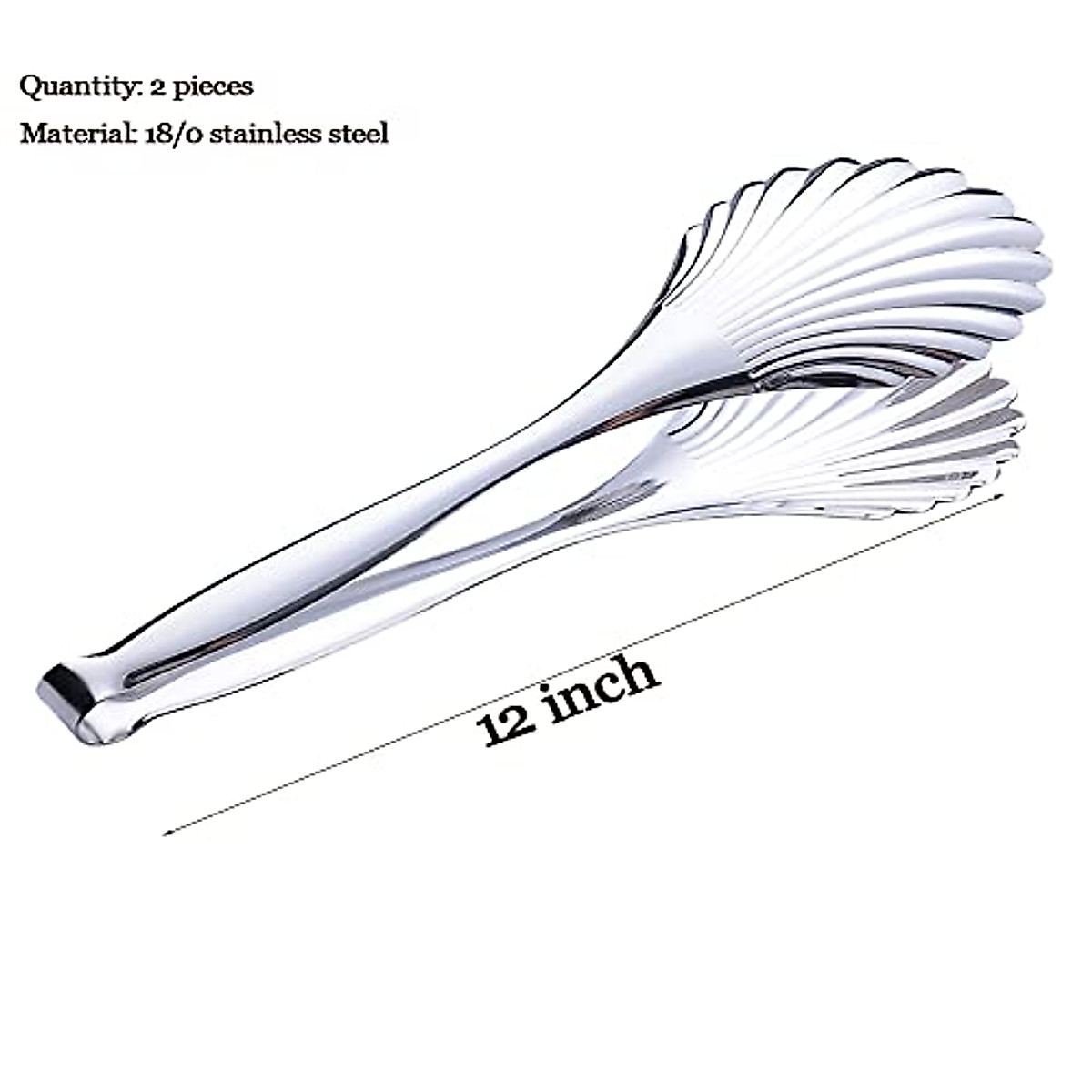 Enwinner Buffet Salad Serving Tongs, 12 inch Catering Chef Food Salad BBQ Serving Utensils, Set of 2(stainless steel) (Stainless Steel)