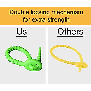 Multi Purpose Silicone Zip Ties - 20 pcs - 6 inch Reusable Zip Ties - Releasable Zip Ties in Multi Color (Red, Blue, Green, Orange) - Ties for Home, Office from EcoSearene