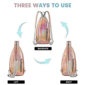 LOVEVOOK Holographic Sling Bag for Women, Laser Reflective Sling Backpack Small Crossbody Bag Shoulder&Chest Daypack