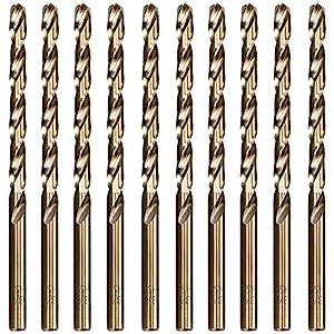 Hymnorq M35 Cobalt Steel Fractional 13/64 Inch Dia. x 3.62 Inch Long Twist Drill Bit Set of 10pcs, Jobber Length and Round Shank, 135 Degree Split Point Heat Resistant for Stainless Steel