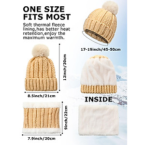 12 Pcs Winter Beanie Hat Scarf Touchscreen Gloves Set Fleece Lined Knit Beanie Hat Neck Warmer Scarf for Men Women (Black, White, Beige, Gray)