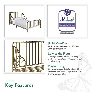 Little Seeds Quinn Whimsical Metal Toddler Bed, Gold