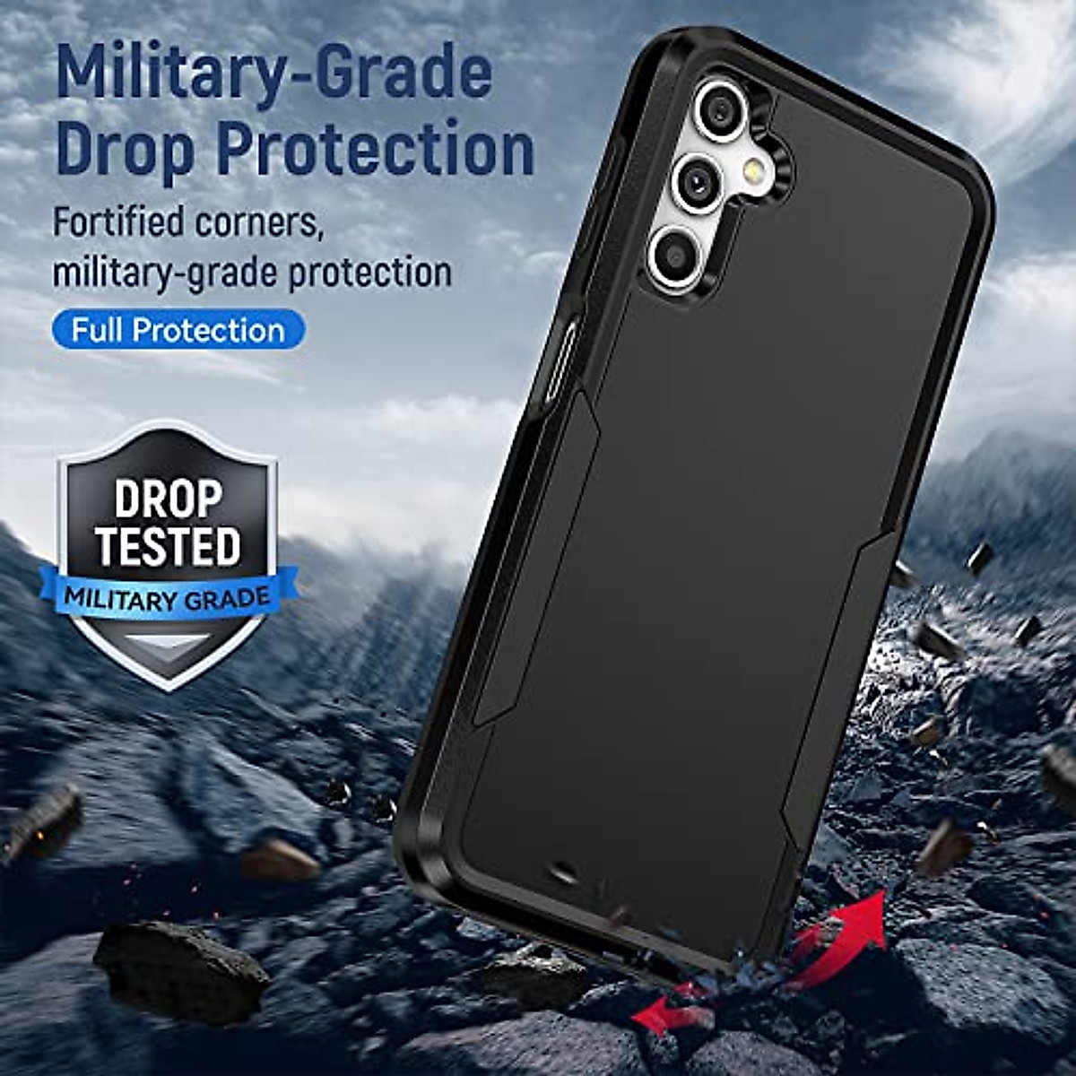 Warsia for Galaxy A14 5G Phone Case,Samsung Galaxy A14 5G Case with Screen Protector,Heavy-Duty Tough Rugged Shockproof Protective Phone Case for A14 5G, Black