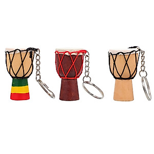 ARTIBETTER Music Lover Gift 3Pcs Djembe Drum Keychain Congo African Wood Drum Goblet Keyring Pendant Car Key Holder Backpack Bag Hanging Ornament for Souvenir Gift Mini African Drum