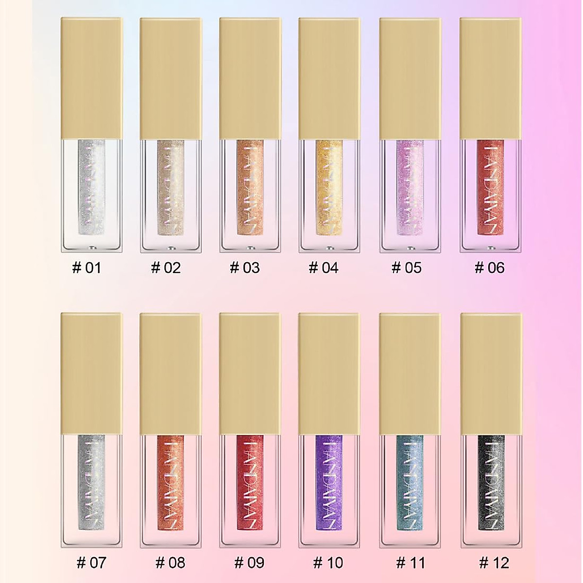 BEUKING Liquid Eye shadow 12 Colors White/Purple/Black/Red/Pink/Orange/Silver Waterproof Long Lasting Glitter Highlighter Pearlescent Shiny Eye Shadow Sequin Eye Silky Cosmetics For Daily Makeup (1#)