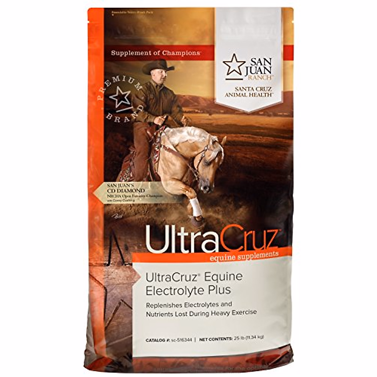 UltraCruz Equine Electrolyte Plus Supplement for Horses, 25 lb, Pellet (93 Day Supply),sc-516344