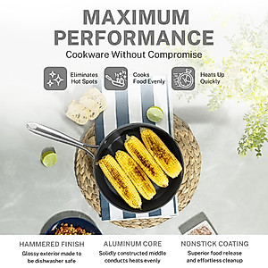 Granitestone 15 Pc Hammered Kitchen Pots and Pans Set Non Stick, Pot and Pan Set, Kitchen Cookware Sets, Induction Cookware Set, Non Stick Pots and Pan Set with Lids, Pot Set, Dishwasher Safe, White