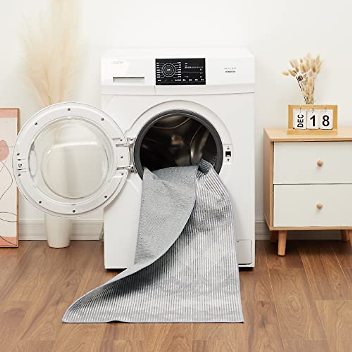 RUGSREAL Large Modern Geometric Thin Flat Area Rug Machine Washable Area Rug Low Pile Contemporary Carpet Non Slip Area Rug for Living Room Bedroom Home Office, 8' x 10' Grey