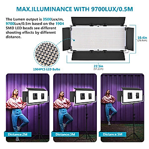 Neewer Professional 1904 LED Video Light with APP Intelligent Control System, Dimmable Bi-Color 3200K-5600K Photography Lighting Kit for YouTube Studio Video Lighting with LCD Screen, Metal Shell