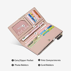 Chic Boutique De Mode Wallets For Women Large Capacity Ultra Thin Card Holder Slim Coin Purse Zip Cute Minimalist Leather Case For Girls Ladies (Black)
