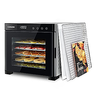 COSORI Food Dehydrator for Jerky, Large Drying Space with 6.48ft², 600W Dehydrated Dryer Machine, 6 Stainless Steel Trays, 48H Timer, 165°F Temperature Control, for Herbs, Meat, Fruit, and Yogurt