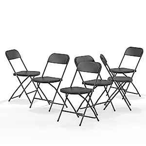 Nazhura Foldable Folding Chairs Plastic Outdoor/Indoor 650LB Weight Limit (Black, 6 Pack)