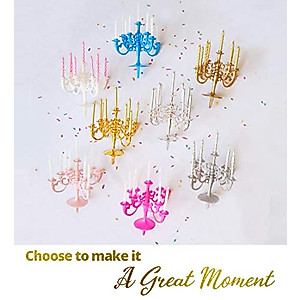 Luxury Candelabra Birthday Candles, Special Cake Candles, Party and Event Unique Candle, Cake Topper with 9 Candles, Cake Candle Holders, Cake Decorations, Romantic Propose Candles (Metallic Gold)