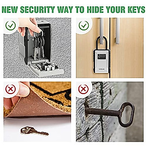 Key Lock Box, UPXON Extra Large Key Storage Box with Resettable Code, 4 Digit Combination Lock Box for Car Keys, House Keys, Weatherproof Wall Mount Key Box for Home, Hotels, Airbnb, Schools 1 Pack