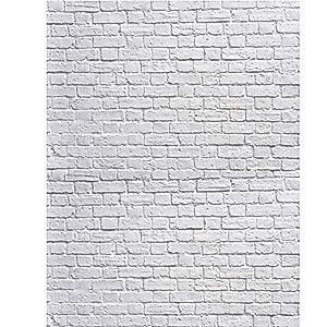 SJOLOON White Brick Wall Backdrop White Brick Photo Backdrop Thin Vinyl Photography Backdrop Background Studio Prop 10931(5x7FT)
