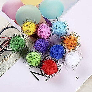 CRMADA Cat Toys Balls Sparkle Pom Pom Fuzzy Balls for Cats 20 Pack