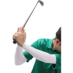 Cool Tac Men’s Arm Guard Cooling Sleeves with UV Protection and Moisture Control - White