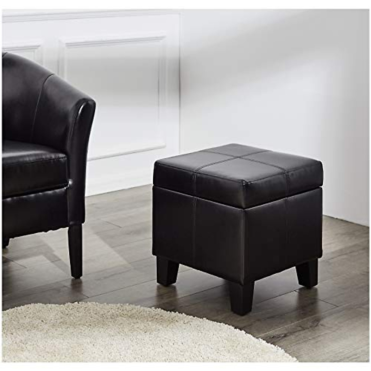 FIRST HILL FHW Living Storage Ottoman, Small, Black