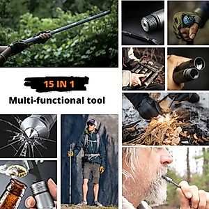 Prime Adventure Hiking Stick Walking Staff - Outdoor Multitool Tactical Gear Trekking Pole Collapsible Retractable Premium 15 in 1 | 8 Tubes