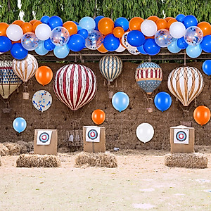 110 Pcs Orange and Blue Balloons Garland Kit War Party Balloon 10 Inch Orange Blue White Latex Balloons 12 Inch Orange Blue Confetti Balloons for Kids Target Sign Birthday Party Supplies