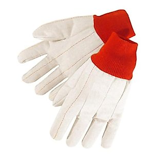 Liberty Glove & Safety 4518R 20 oz Nap-In Cotton Double Palm Canvas Men's Glove with Red Knit Wrist (Pack of 12)