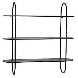 Deco 79 Metal Oval 3 Shelf Wall Shelf, 28" x 8" x 28", Black