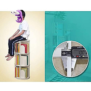 Sling Bookshelf 3 Layers Landing Rotating Chassis Bookcase Multifunction Solid Wood Living Room,3 Colors, 2 Styles (Color : Pink, Size : Square 46X46X96cm)