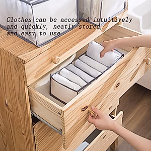 LOTSC 7 Grid Washable Wardrobe Clothes Organizer, Jeans Compartment Storage Box for Home (White 9-grid T-shirt)
