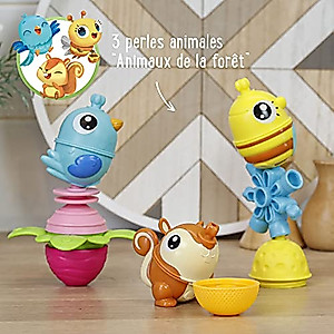 Lalaboom My First Step-by-Step Developmental Sensory 25 Piece Character Bead Activity Set – Pop, Twist, Mix, Stack, and Lace — Montessori Method STEM Focus – Dishwasher Safe - Ages 10 Months+ - BL320