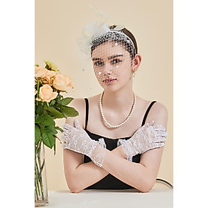 Gionforsy Fascinators Hat for Women Tea Party Headband Kentucky Derby Wedding Mesh Feathers Hair Clip (Beige, one size)