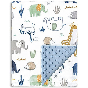 BORITAR Elephant Baby Security Blanket+Baby Blanket Soft Minky Dot Fabric Lovey Blanket with Lovely Animal Pattern Backing, Stuffed Plush Cuddle Newborn Blankie