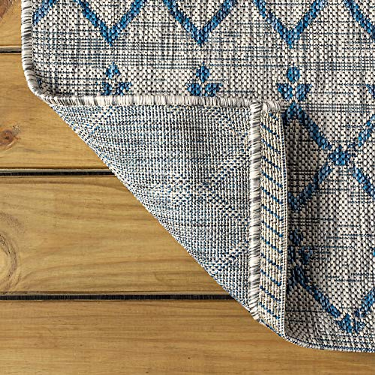 JONATHAN Y SMB108A-3 Ourika Moroccan Geometric Textured Weave Indoor Outdoor Area Rug, Bohemian, Rustic, Scandinavian Easy Cleaning,Bedroom,Kitchen,Backyard,Patio,Non Shedding, Light Gray/Navy, 3 X 5